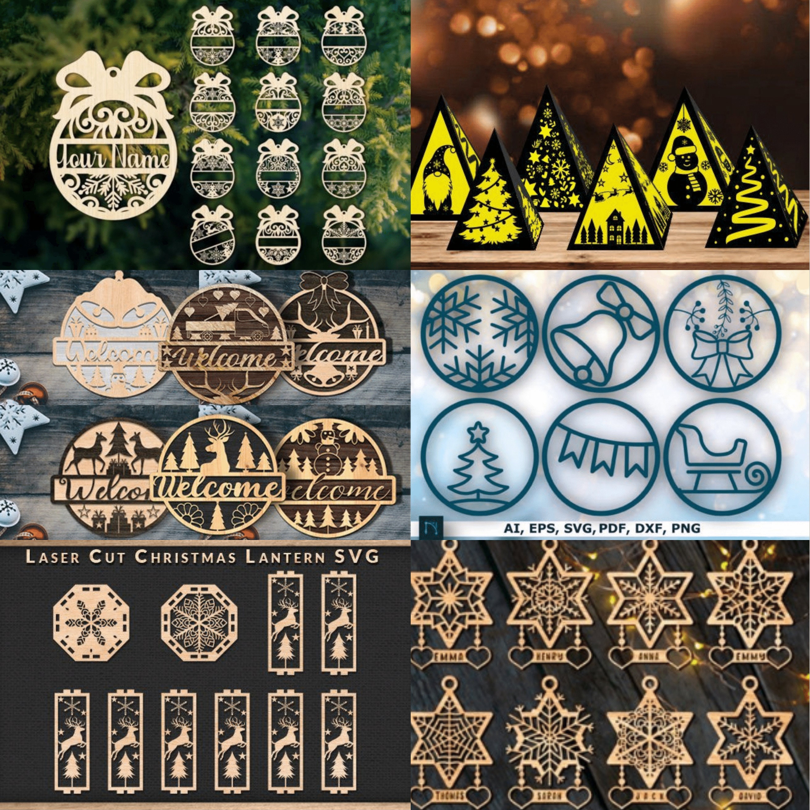 Méga lot de Noël découpé au laser Fichiers CNC pour le père Noël 2000 ...