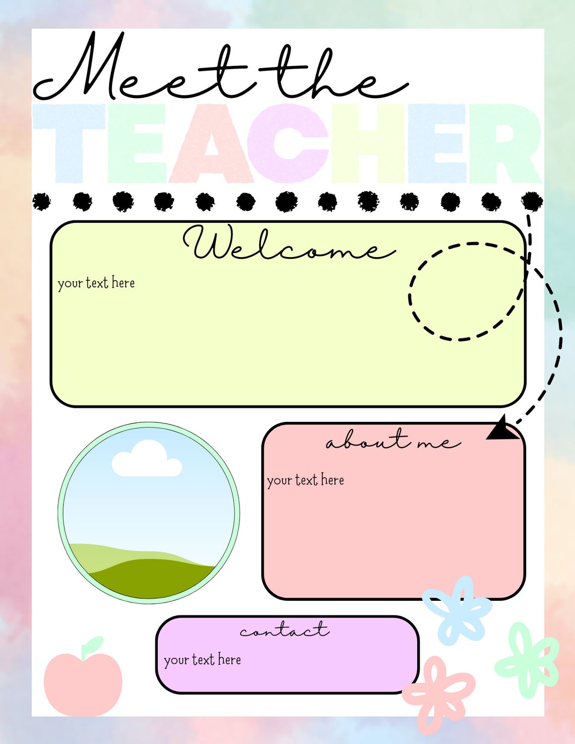 Meet the Teacher Editable Template, Meet the Teacher, Pastel Brights ...