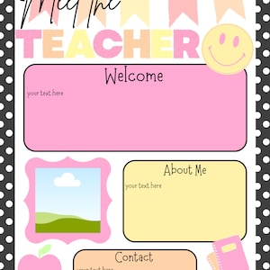 Meet the Teacher Editable Template, Meet the Teacher, Pastel Bright ...