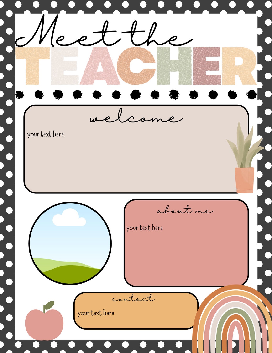Meet the Teacher Editable Template, Meet the Teacher, Boho Colors, Back ...