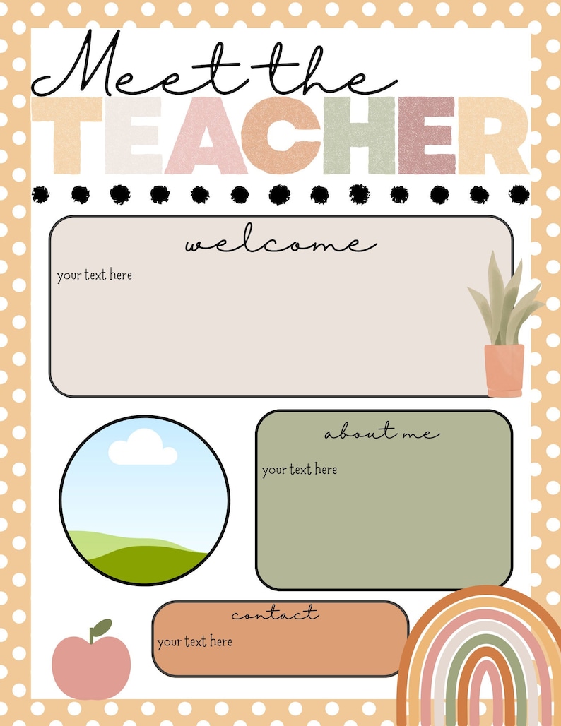 Meet the Teacher Editable Template, Meet the Teacher, Boho Colors, Back ...