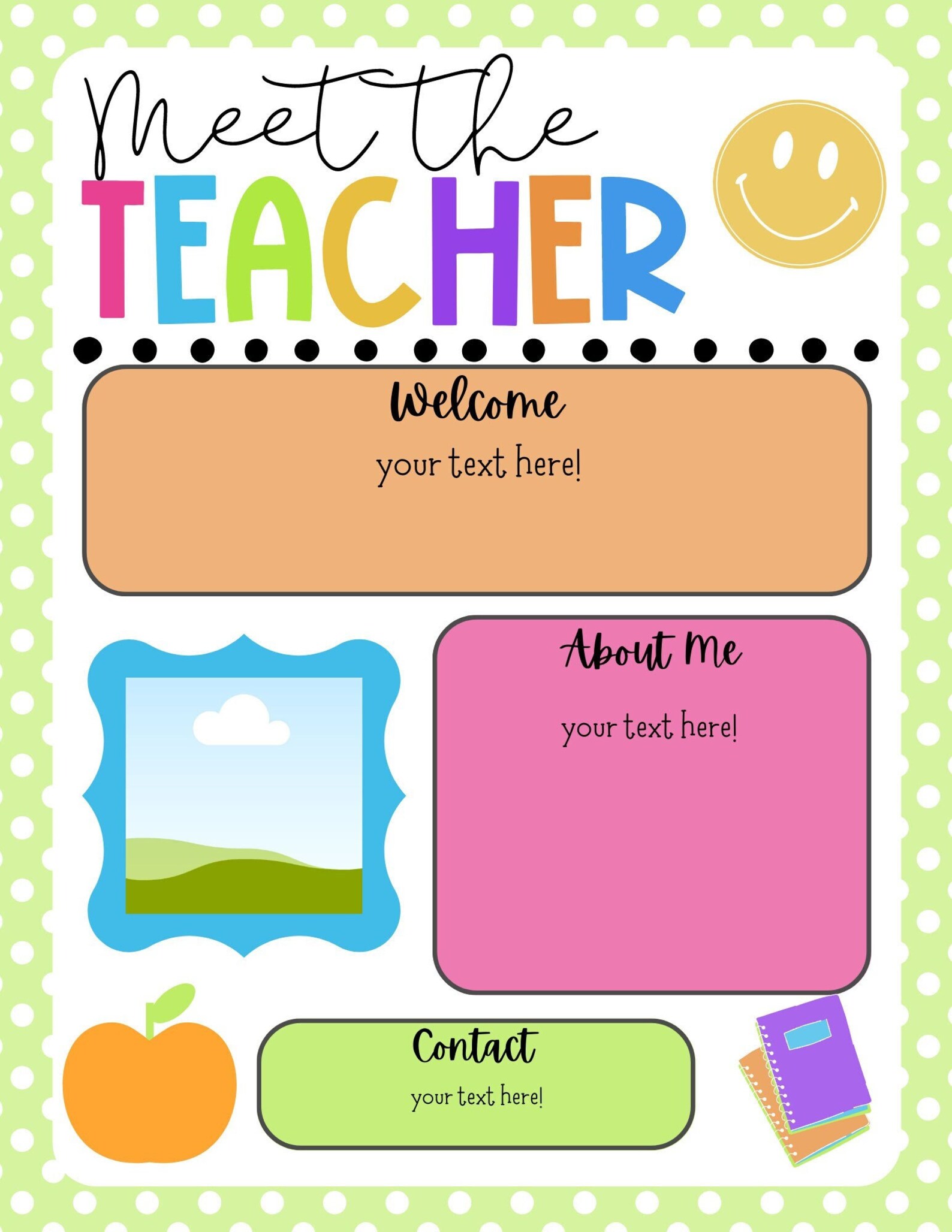 Meet the Teacher Editable Template, Meet the Teacher, Bright Colors ...