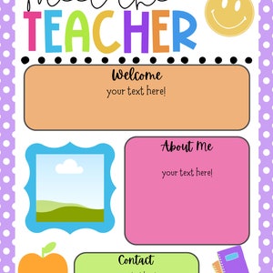 Meet the Teacher Editable Template, Meet the Teacher, Bright Colors ...