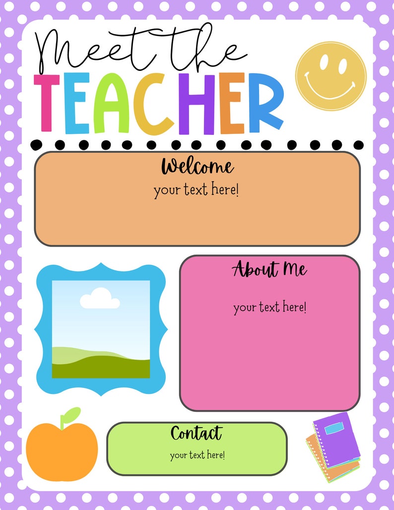 Meet the Teacher Editable Template, Meet the Teacher, Bright Colors ...