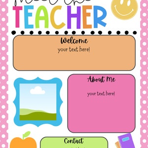 Meet the Teacher Editable Template, Meet the Teacher, Bright Colors ...