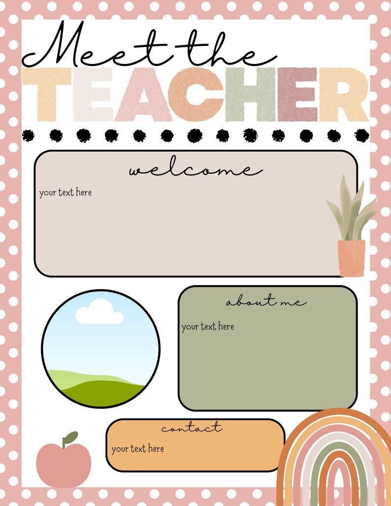 Meet the Teacher Editable Template, Meet the Teacher, Boho Colors, Back ...