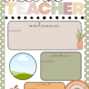 Meet the Teacher Editable Template, Meet the Teacher, Boho Colors, Back ...