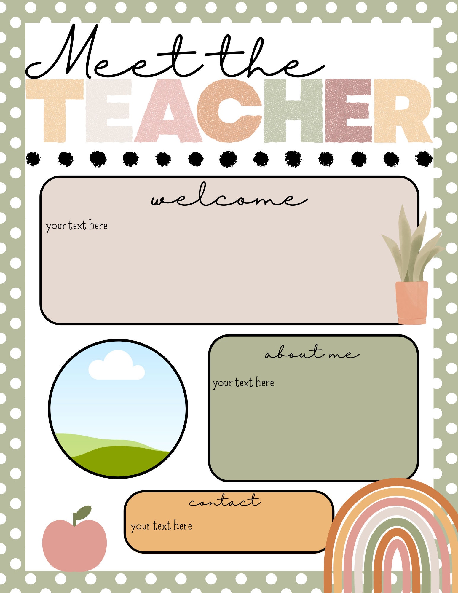 Meet the Teacher Editable Template, Meet the Teacher, Boho Colors, Back ...
