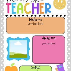 Meet the Teacher Editable Template, Meet the Teacher, Bright Colors ...