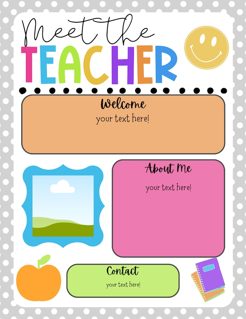Meet the Teacher Editable Template, Meet the Teacher, Bright Colors ...