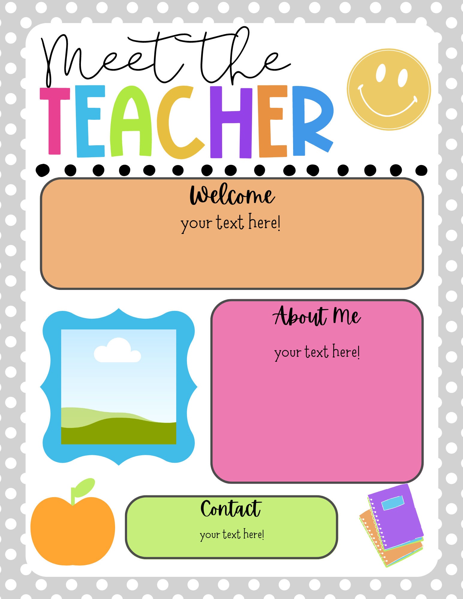 Meet the Teacher Editable Template, Meet the Teacher, Bright Colors ...