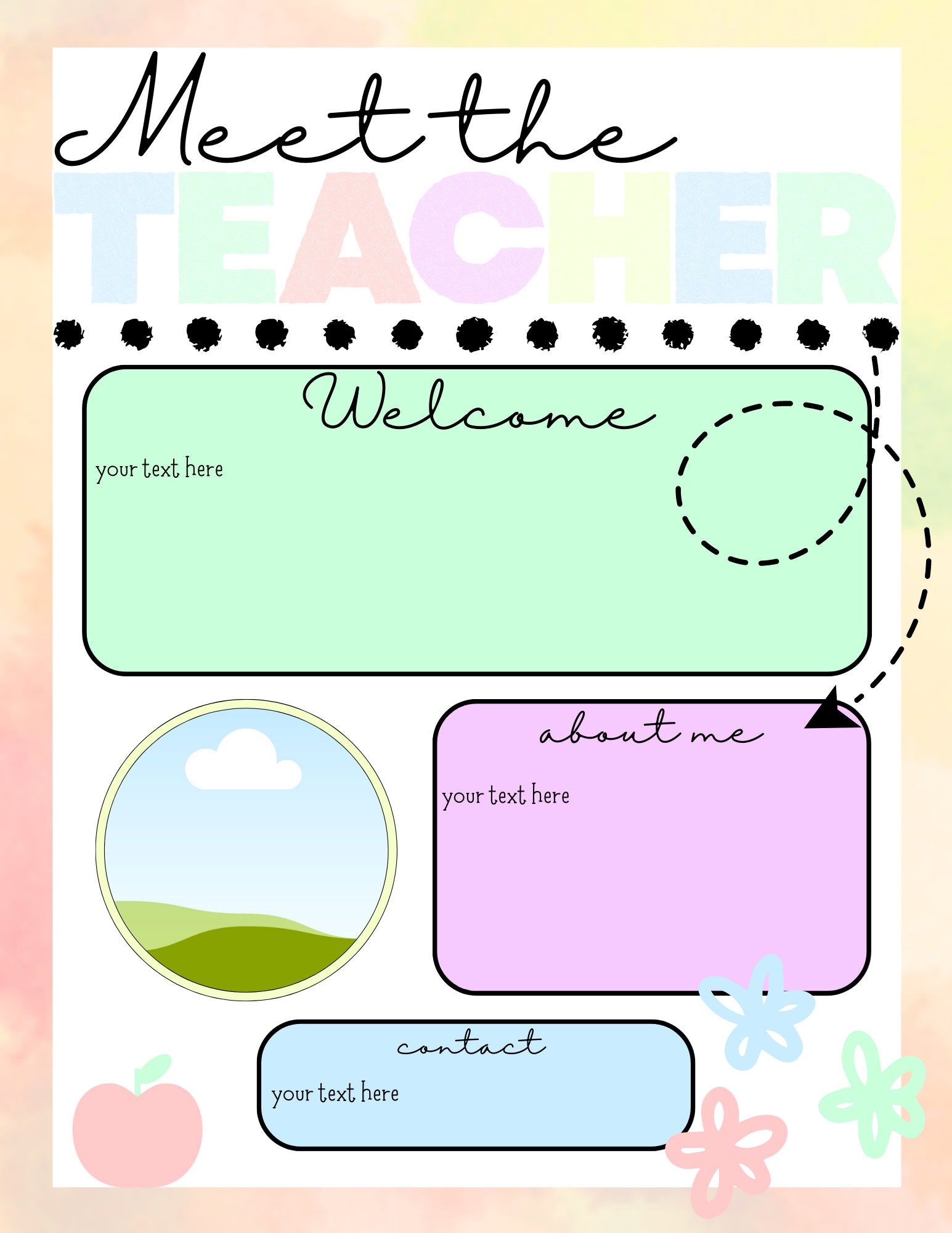 Meet the Teacher Editable Template, Meet the Teacher, Pastel Brights ...