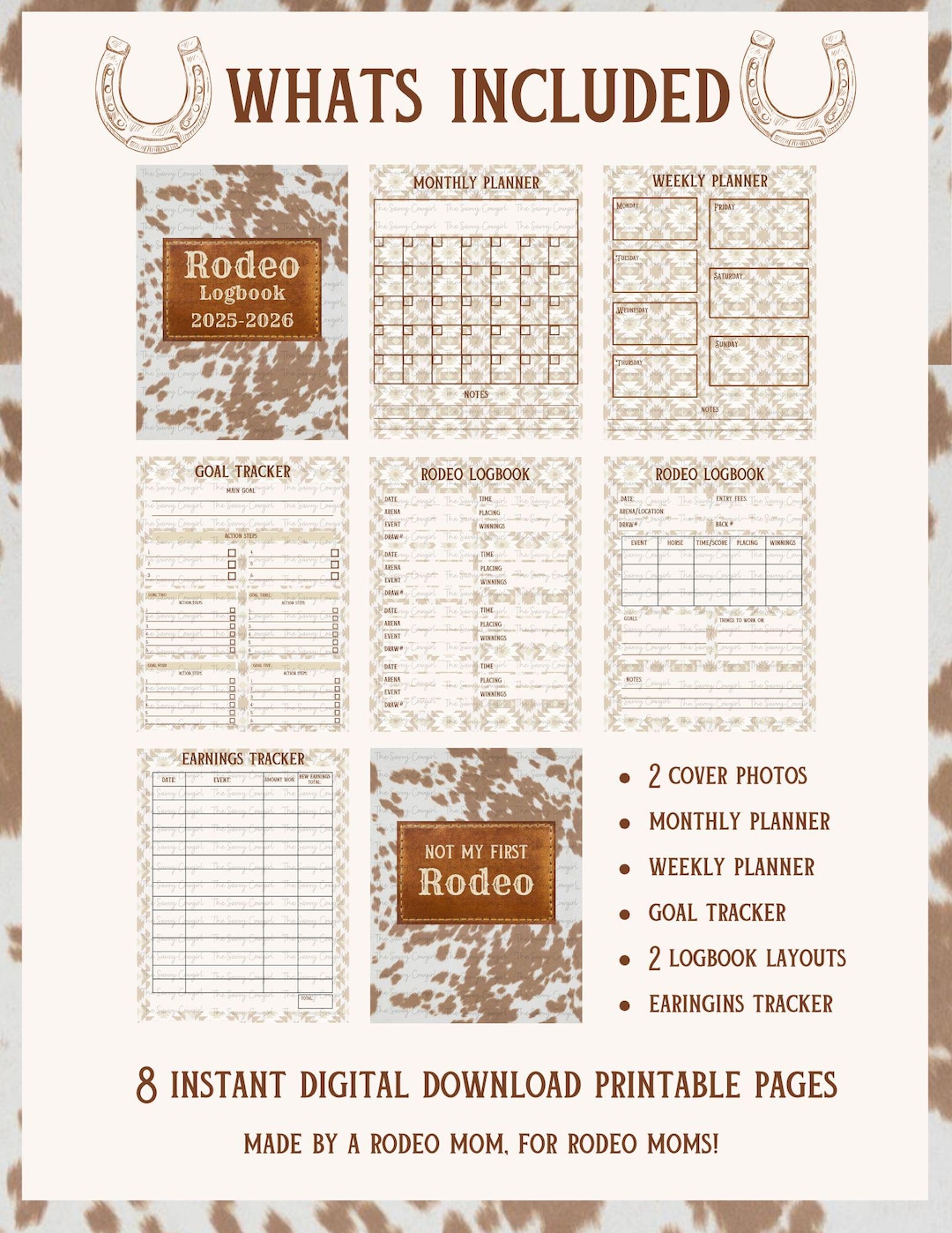 Digital Rodeo Planner, Rodeo Logbook, Rodeo Mom Planner, Rodeo Planner ...