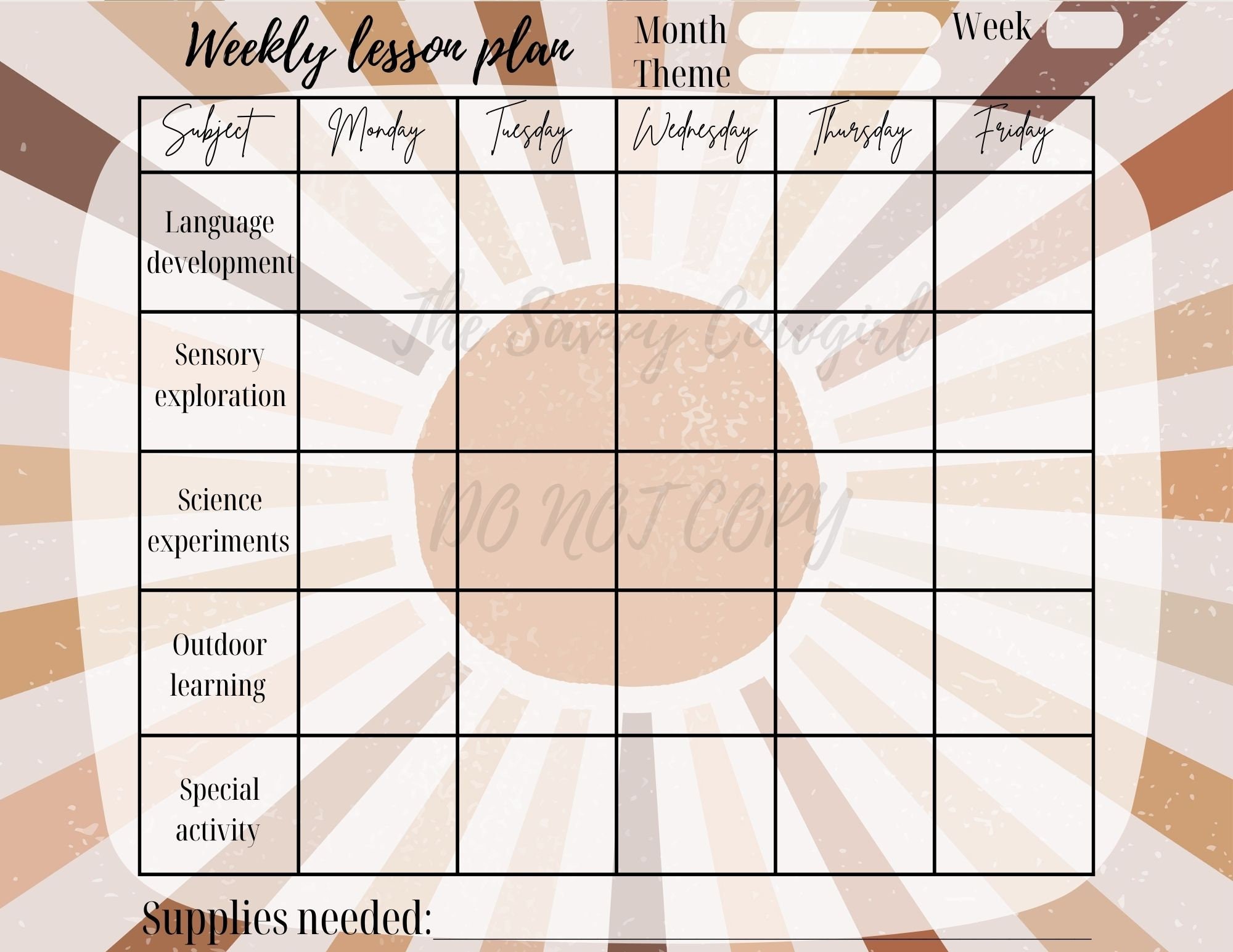 Printable Toddler Weekly Lesson Planner, 2 Year Old Lesson Planner, K2 ...