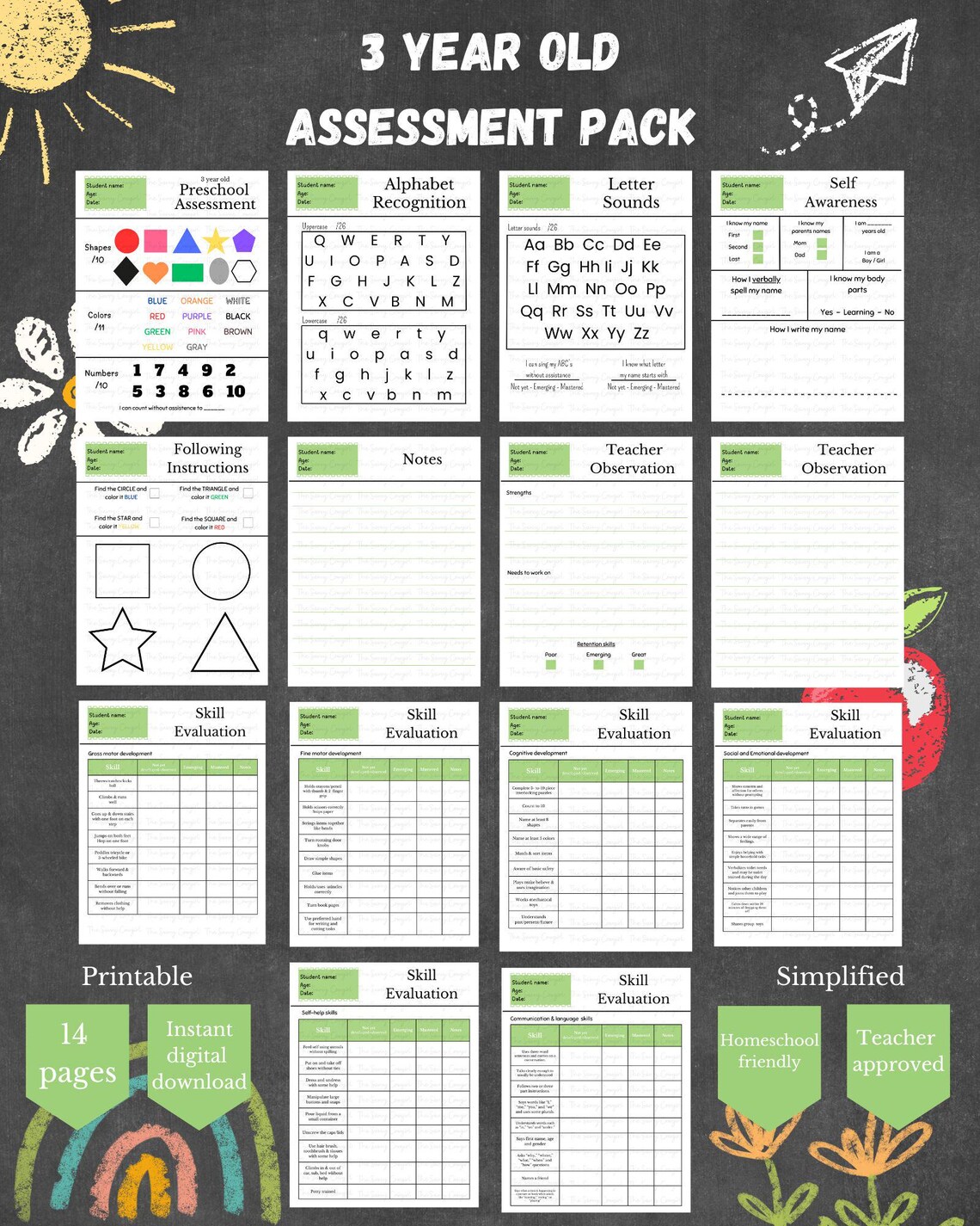 3 Year Old Assessment PDF Preschool Assessment Preschool Teacher ...