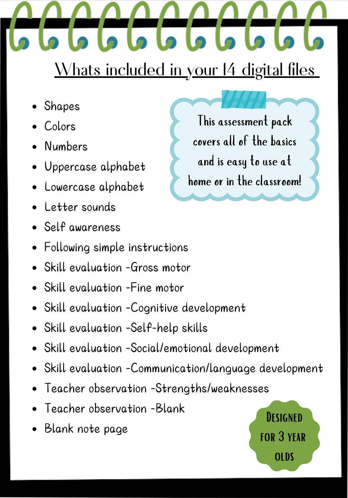 3 Year Old Assessment PDF Preschool Assessment Preschool Teacher ...