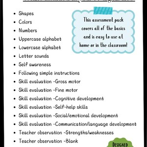 3 Year Old Assessment PDF Preschool Assessment Preschool Teacher ...