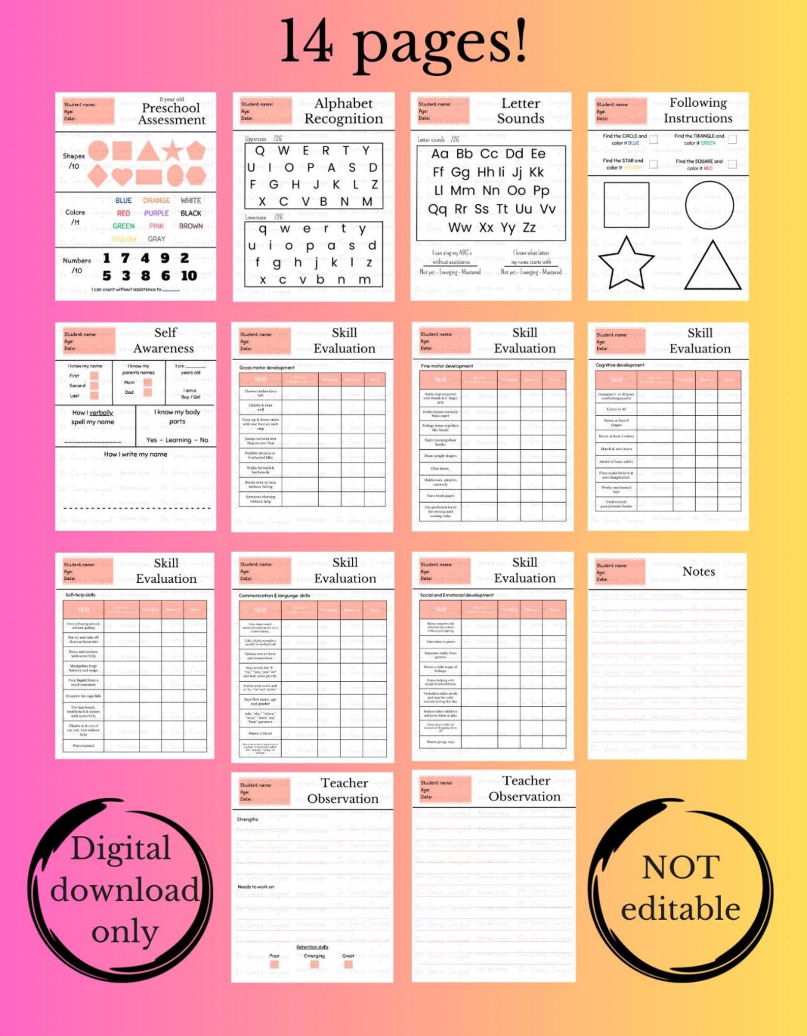 3 Year Old Assessment PDF Preschool Assessment, Preschool Teacher ...