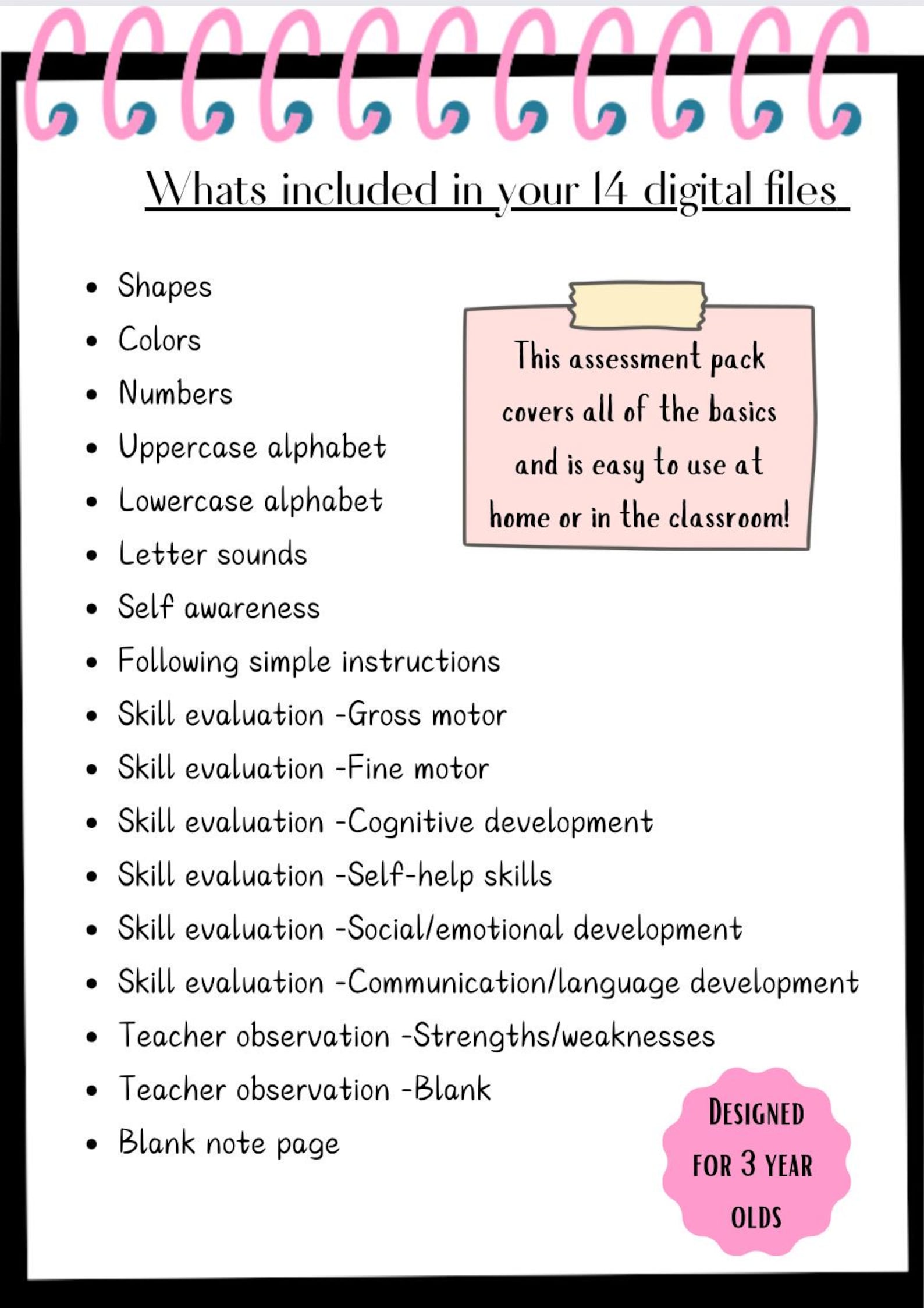 3 Year Old Assessment PDF Preschool Assessment, Preschool Teacher ...