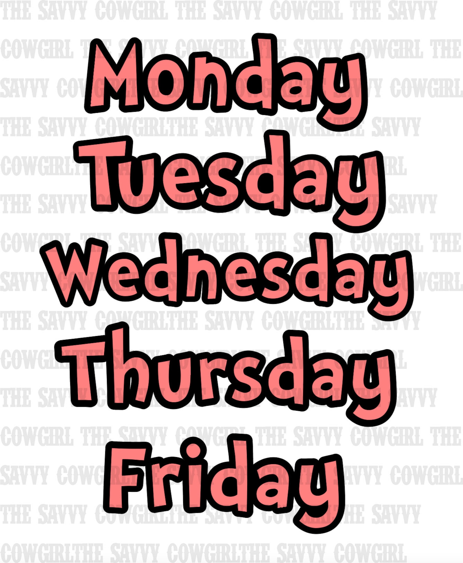 Weekday SVG With Offset, Custom Color Svg, Weekday Folder Svg, Teacher ...