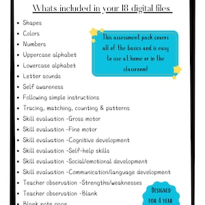 4 Year Old Assessment PDF Preschool Assessment Preschool Teacher ...