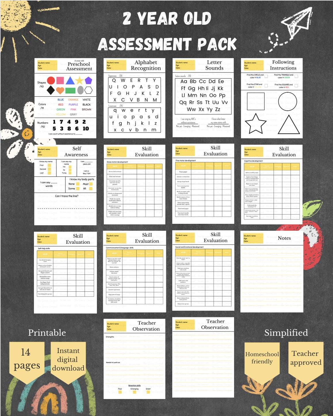 2 Year Old Assessment PDF Preschool Assessment Preschool Teacher ...