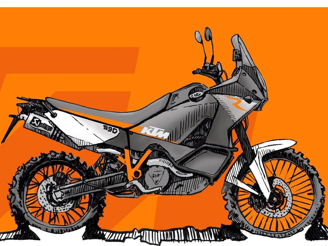 Hand-drawn KTM 990 Adventure Motorcycle T-shirt (original Artwork) - Etsy
