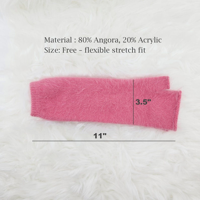 Fuzzy Fluffy Angora Arm Warmer, Winter Warm and Soft Fingerless Gloves ...