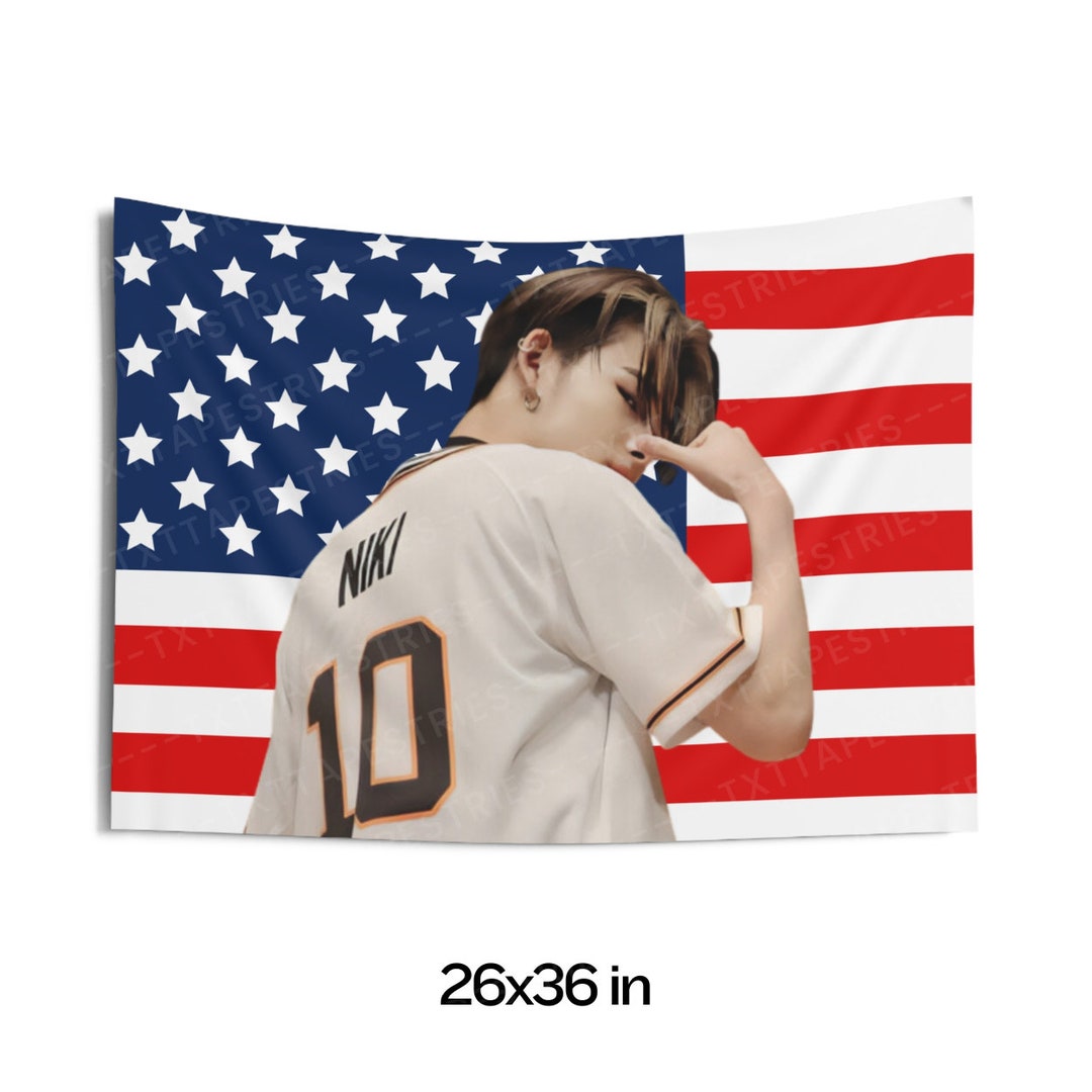 Enha Niki in Jersey Shirt American Flag, Enha Concert Banner, Enha Kpop ...