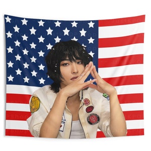Seonghwa Insane Face Card American Flag, Ateez Concert Banner, Ateez ...
