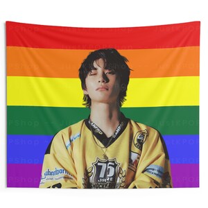 Riize Anton in Yellow Outfit Pride Flag, Anton Pride Tapestry, Anton ...