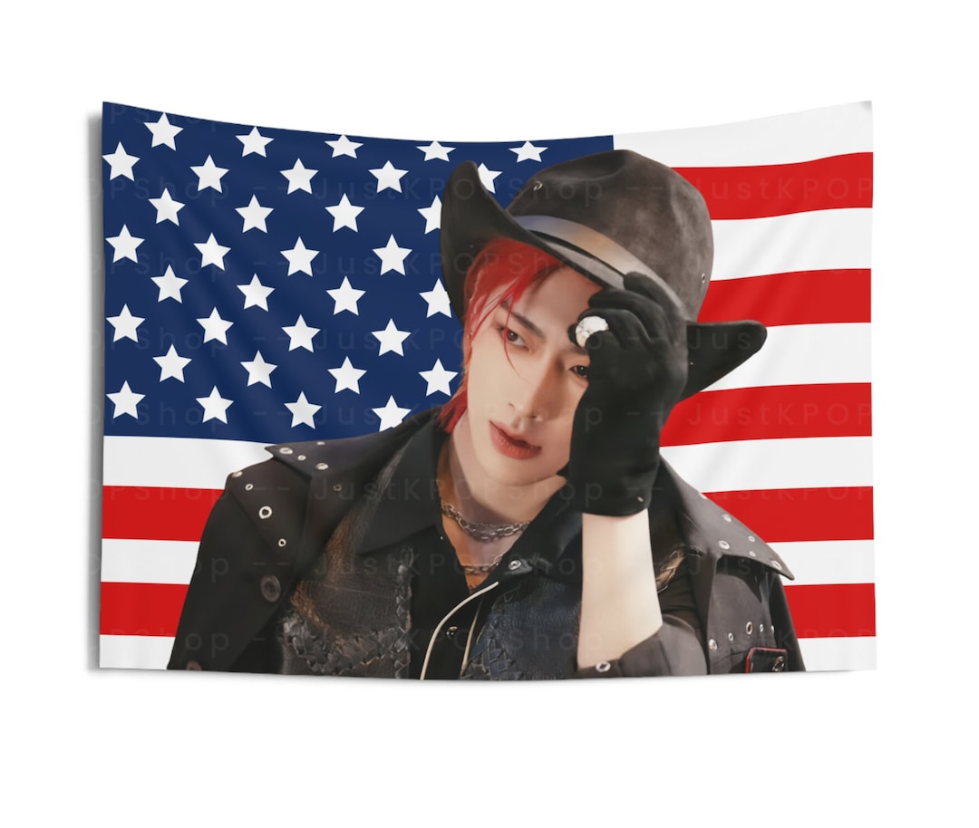 ZB1 Ricky Cowboy American Flag, Zerobaseone Ricky American Tapestry ...