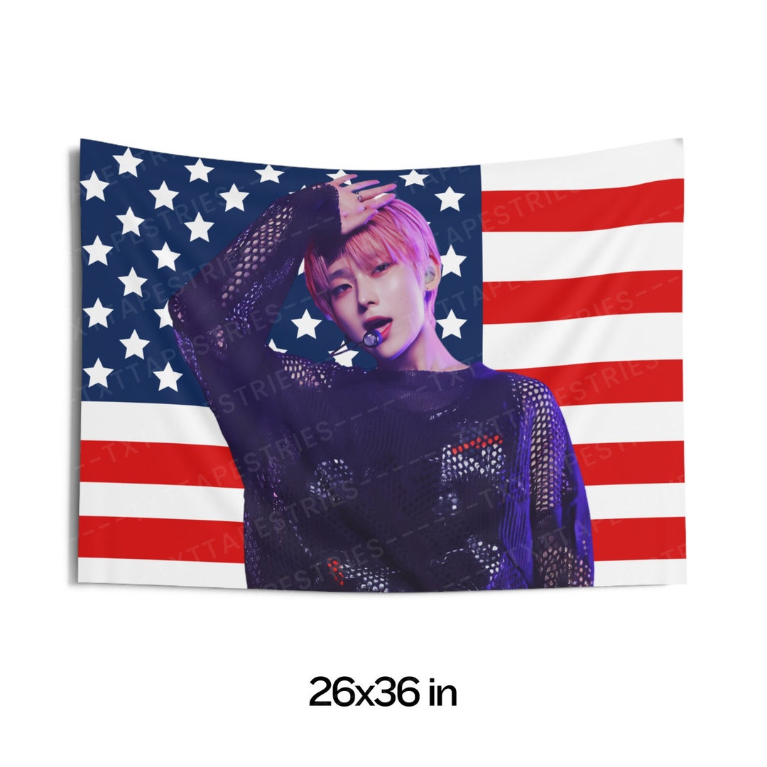 Enhypen Sunoo Pink Hair American Flag, Sunoo American Tapestry, Sunoo ...