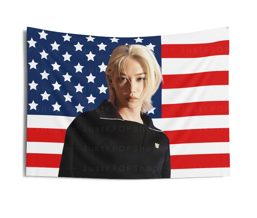 SKZ Felix Model American Flag, Felix American Tapestry, Stray Kids ...