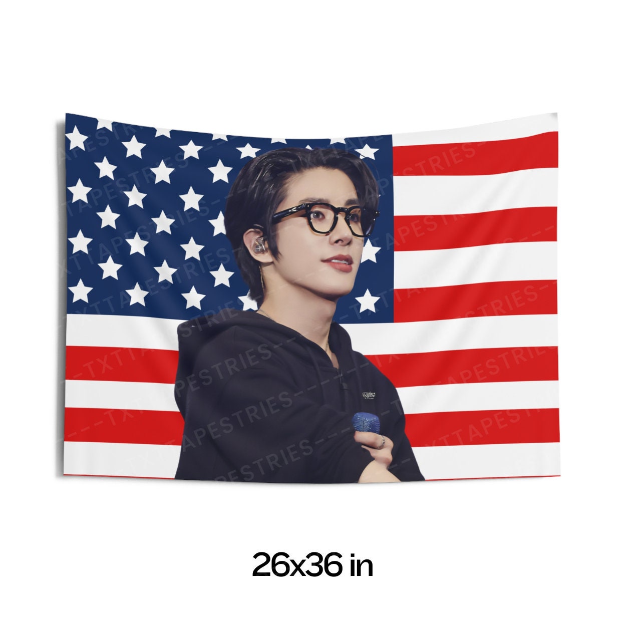 Enha Jake Wearing Glasses American Flag, Enha Concert Banner, Enha Kpop ...