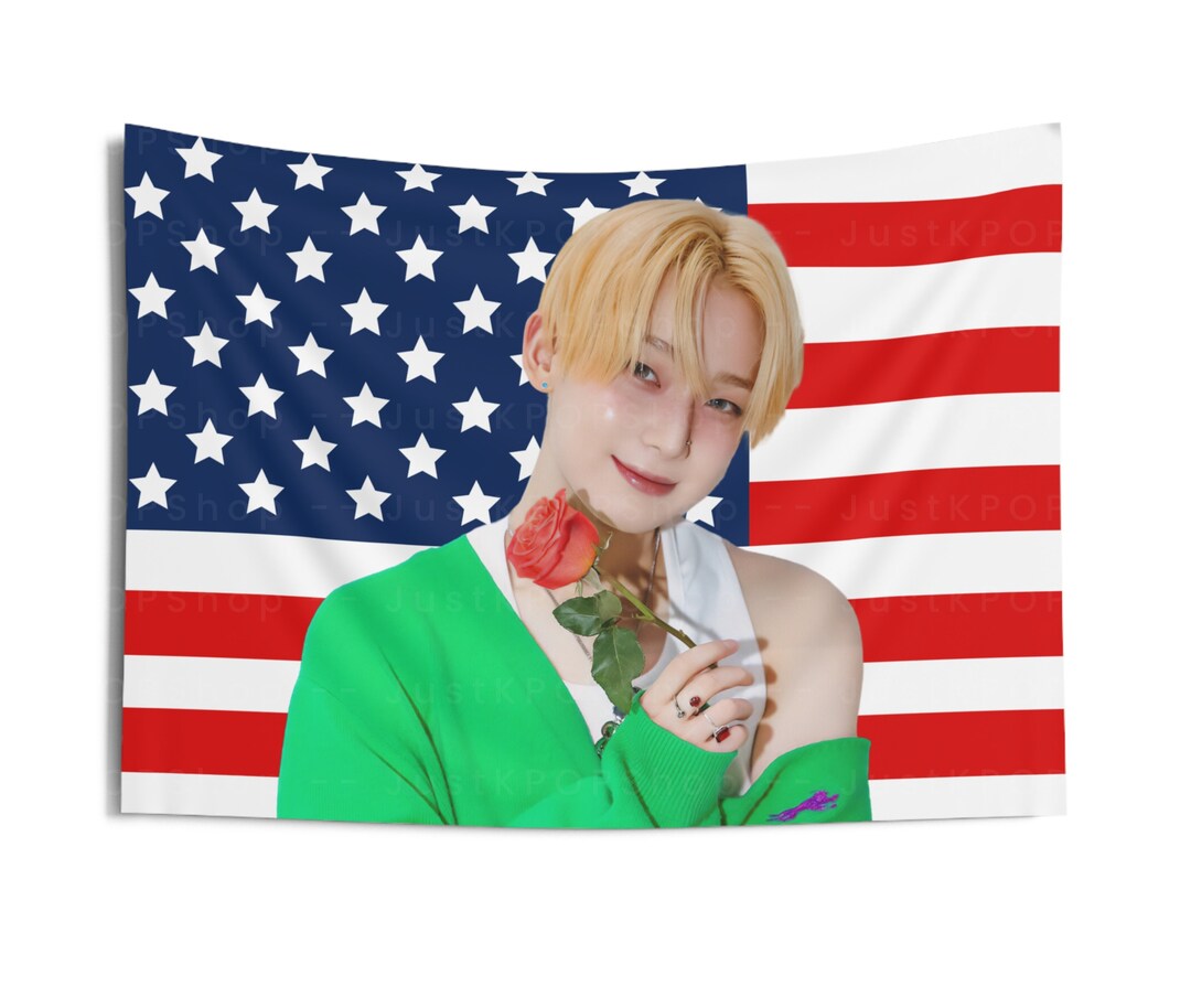 Sunoo Green Sweater American Flag, Enha Concert Banner, Enha Kpop Flag ...