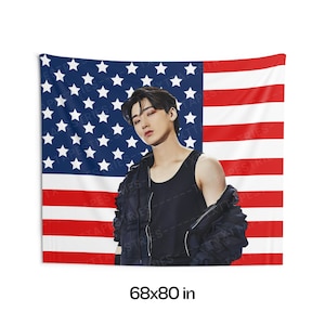 Ateez San Stunning Visuals American Flag , Ateez Concert Banner, Ateez ...