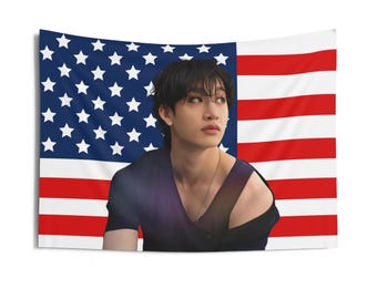 Bang Chan Handsome Face American Flag, Stray Kids Concert Banner, SKZ ...