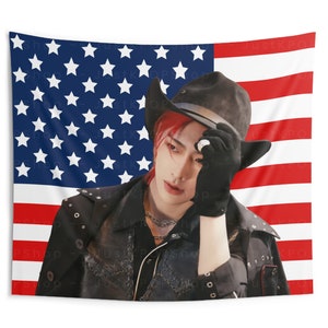 ZB1 Ricky Cowboy American Flag, Zerobaseone Ricky American Tapestry ...