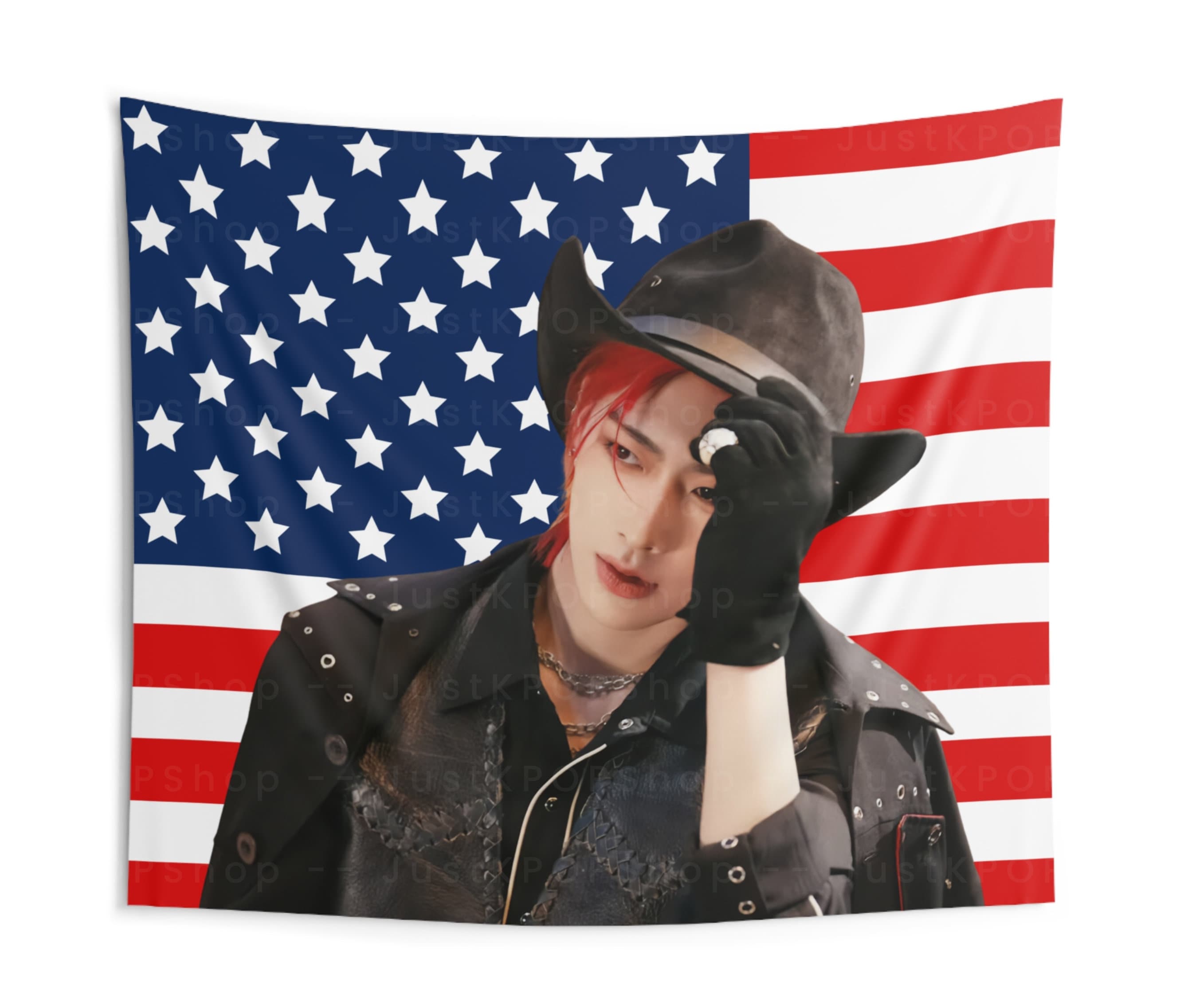 ZB1 Ricky Cowboy American Flag, Zerobaseone Ricky American Tapestry ...