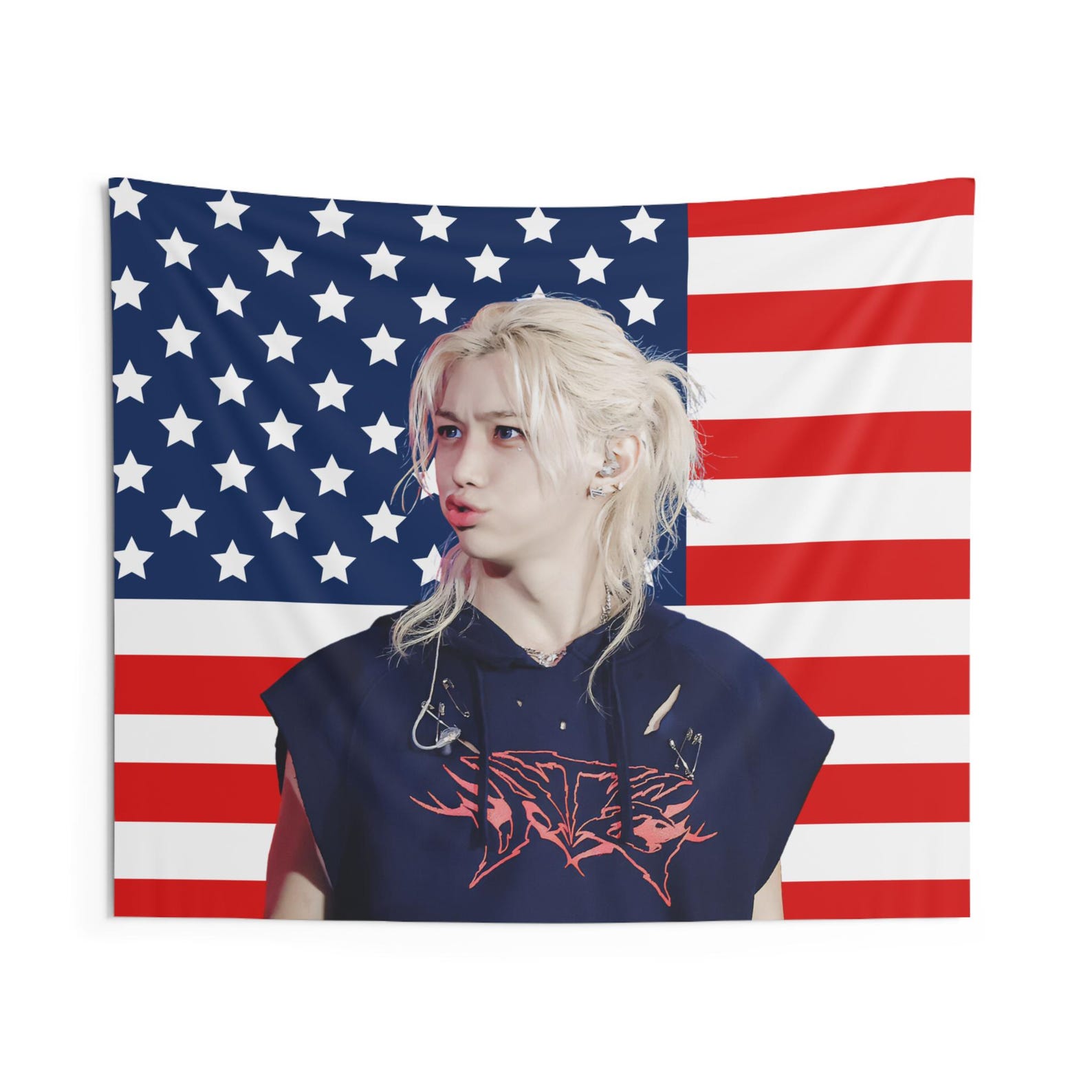 Skz Felix Pout American Flag, Skz Concert Banner, Skz Kpop Banner ...