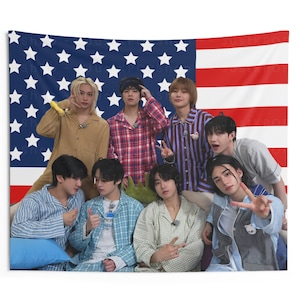 SKZ Members in Pajamas American Flag, Stray Kids Members American ...