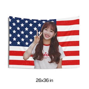 Loona Chuu Peace Sign Flag Banner, Chuu American Flag Tapestry, Chuu ...