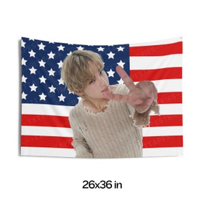 BTS V Photoshoot Flag Banner, Taehyung American Tapestry, Taehyung ...