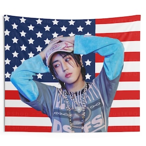SKZ Han JJAM American Flag, Stray Kids Han Jisung American Tapestry ...
