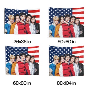 Txt Members Y2K Flag Banner, Txt Members Y2K American Flag Tapestry ...