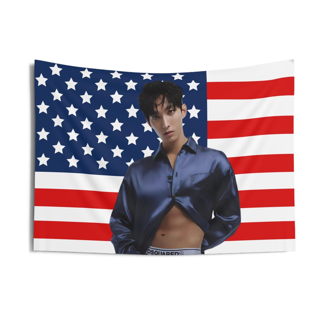 Seventeen Dk Flexing Abs American Flag, Seventeen Concert Banner, Svt ...