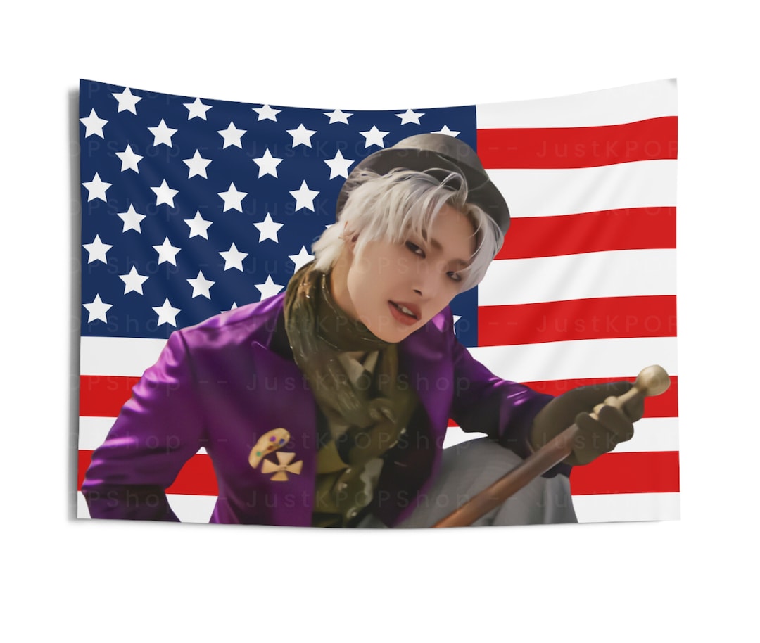 Ateez Mingi Willy Wonka American Flag, Ateez Concert Banner, Ateez Kpop ...
