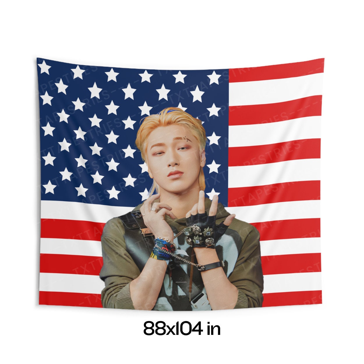 Ateez San Blonde Hair Flag Banner, Ateez Concert Banner, Ateez Kpop ...