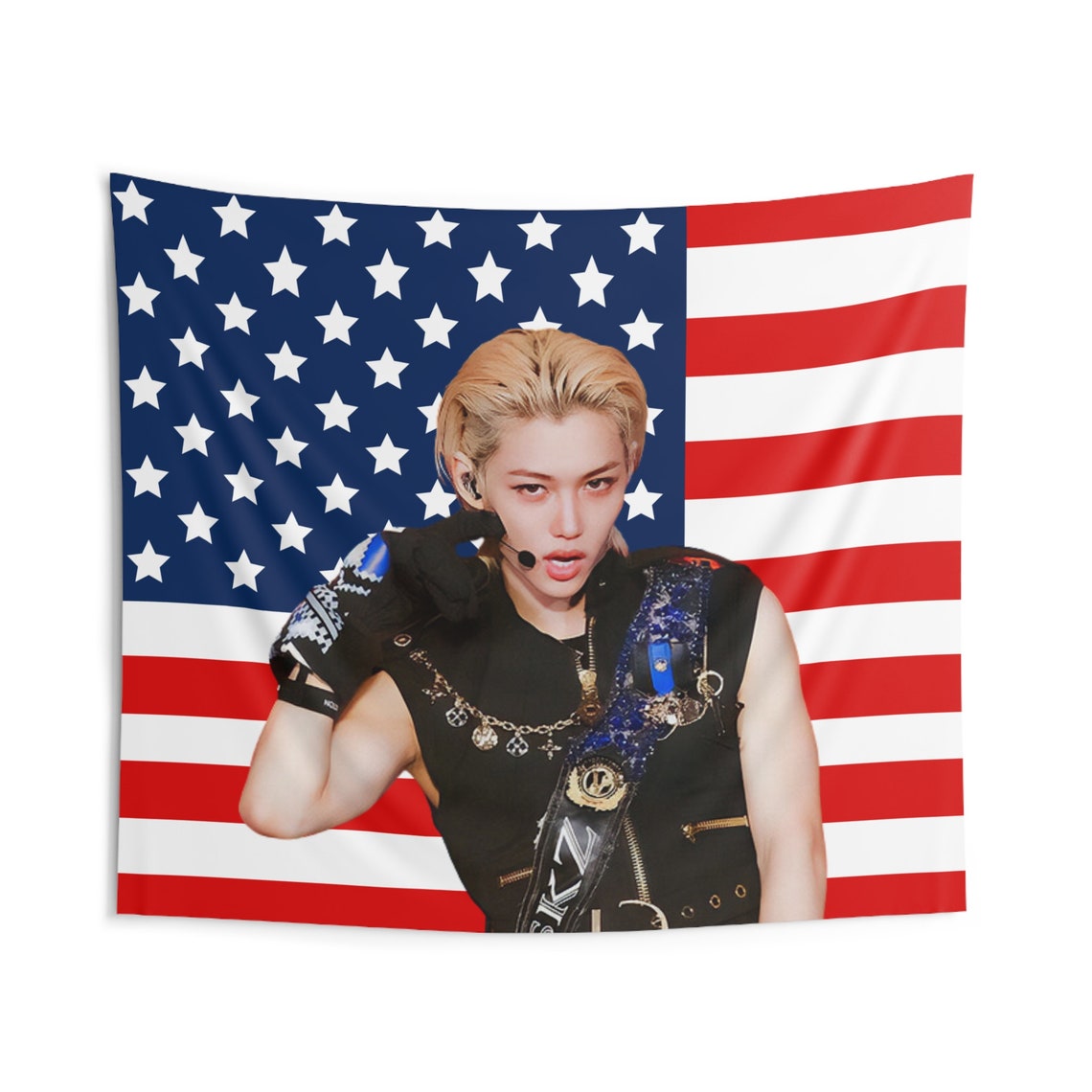 Stray Kids Felix Wearing Sleeveless Outfit American Flag, Felix ...